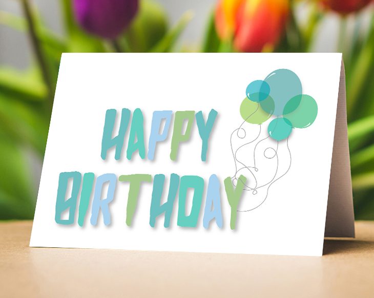Happy Birthday – Green and Blue 5×7 - Easy Peasy Greeny